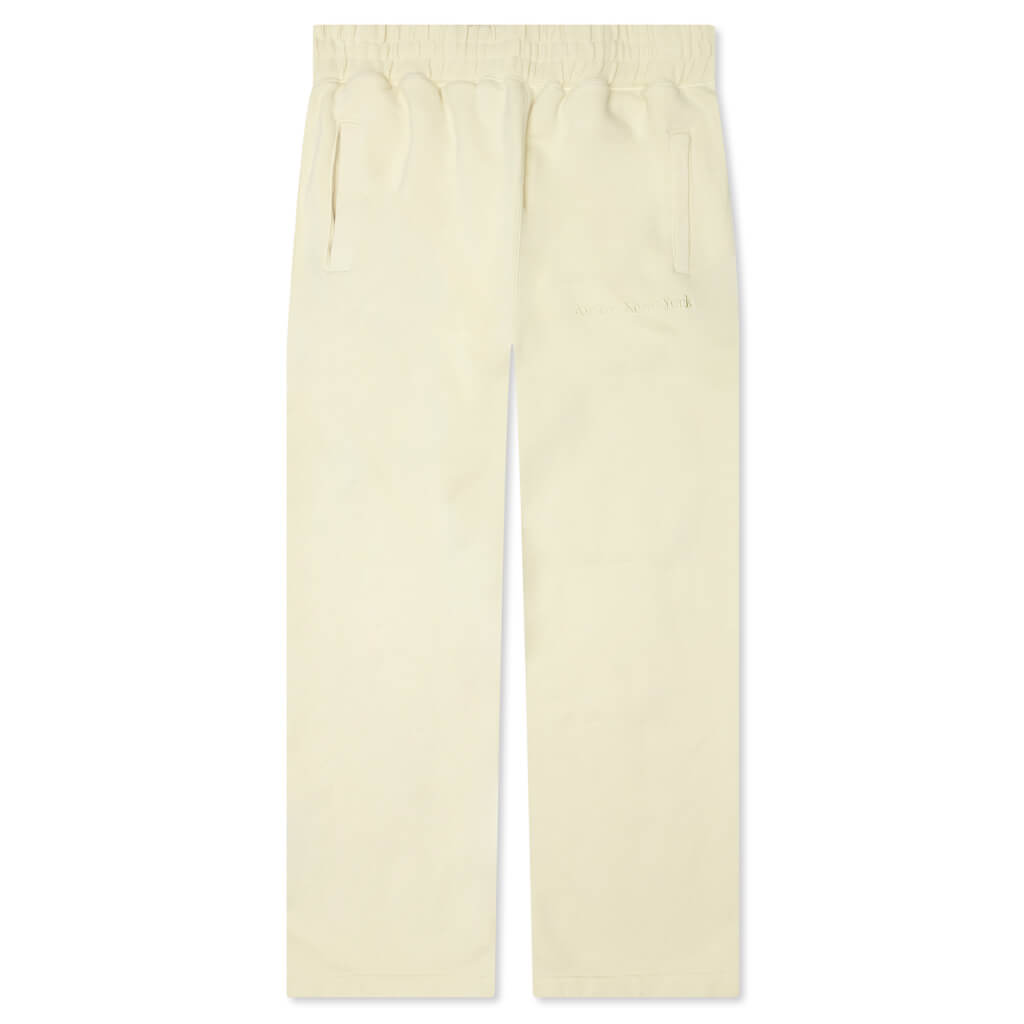 Embroidered Logo Open End Sweat Pant - Ivory – Feature