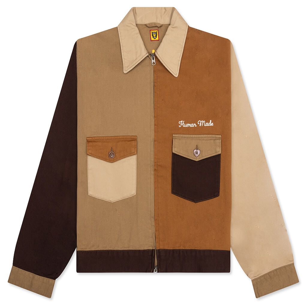 Zip-Up Work Jacket - Brown – Feature