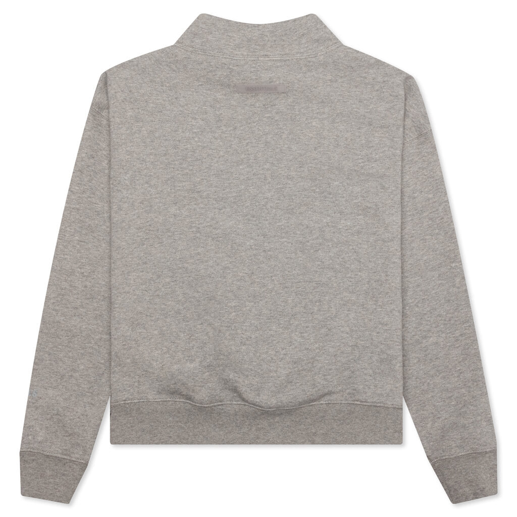 Essentials Kid's Pullover Mockneck - Dark Heather Oatmeal – Feature