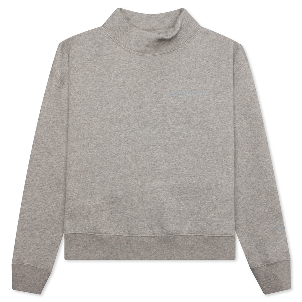 Essentials Kid's Pullover Mockneck - Dark Heather Oatmeal – Feature