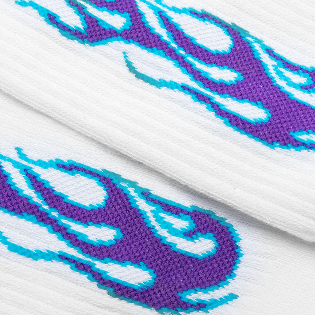 Flames Socks - White/Violet – Feature