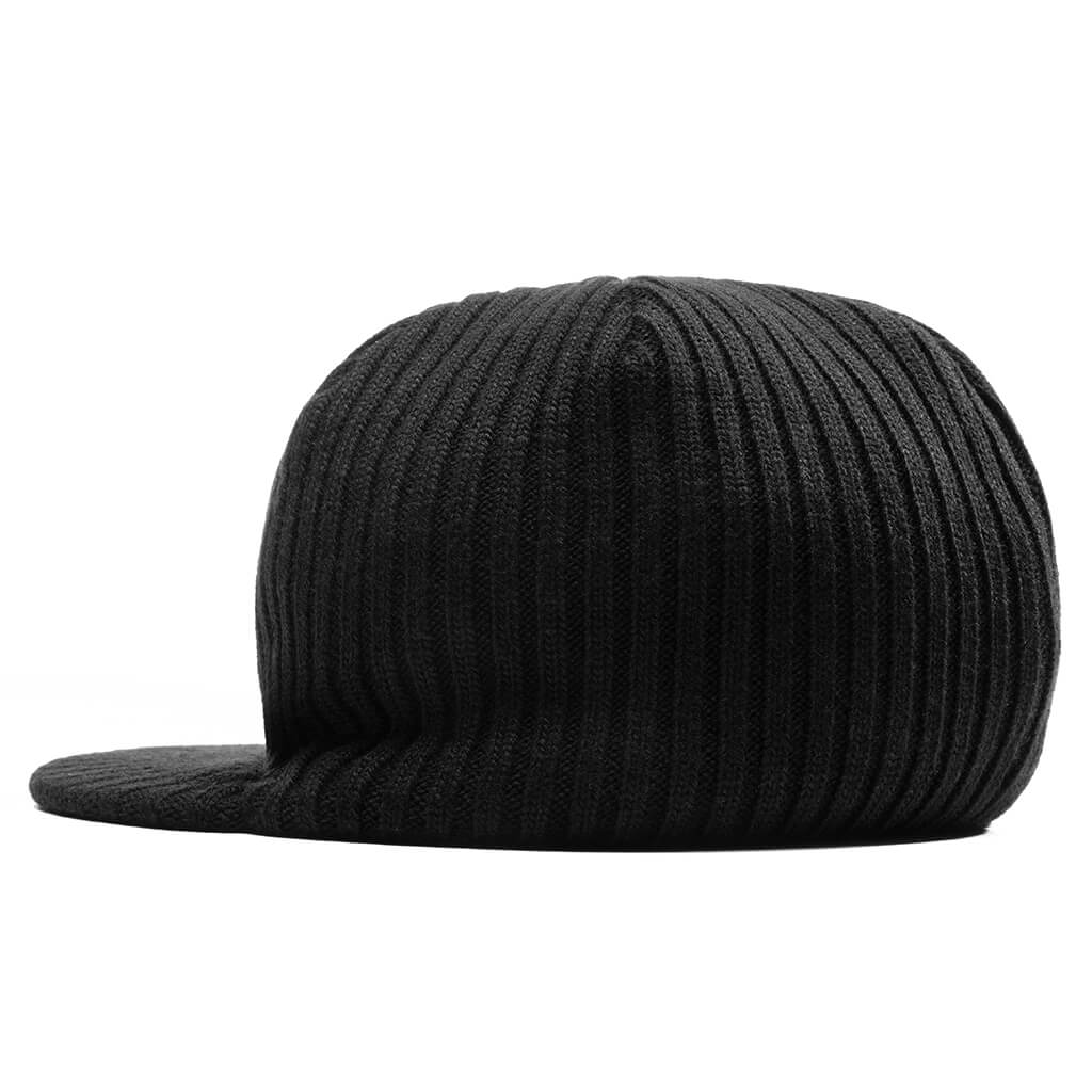 Ribbed Knit Bakerboy Cap - Black – Feature