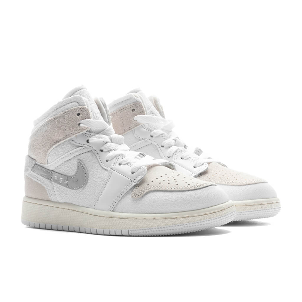 Jordan 1 Mid SE Craft (GS) - White/Light Orewood Brown/Tech Grey – Feature