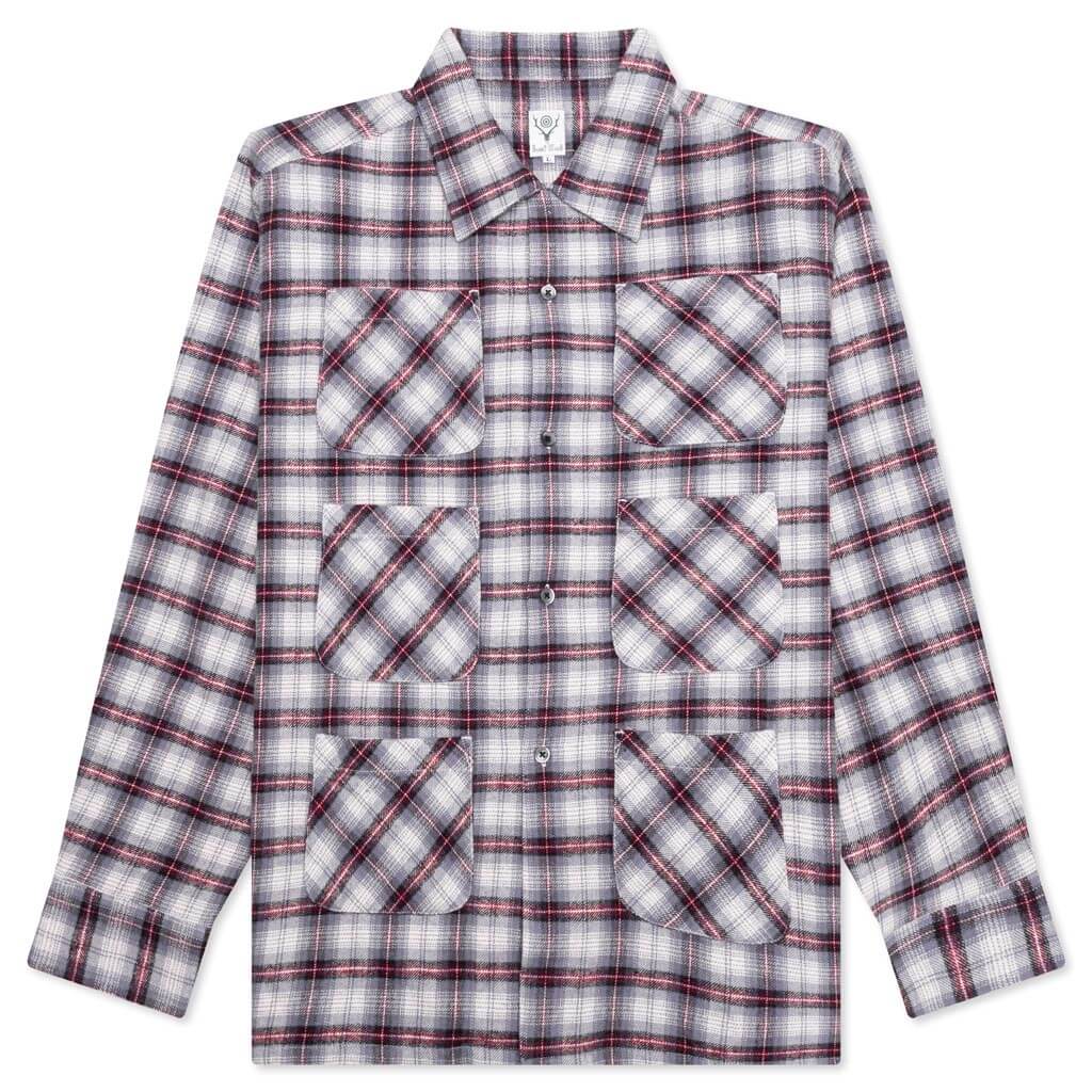 6 Pocket Flannel Shirt - Lavender/Bordeaux – Feature