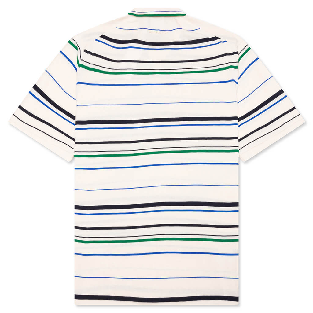 Adidas x Wales Bonner Knit Polo - Wonder White/Green/Blue Bird – Feature