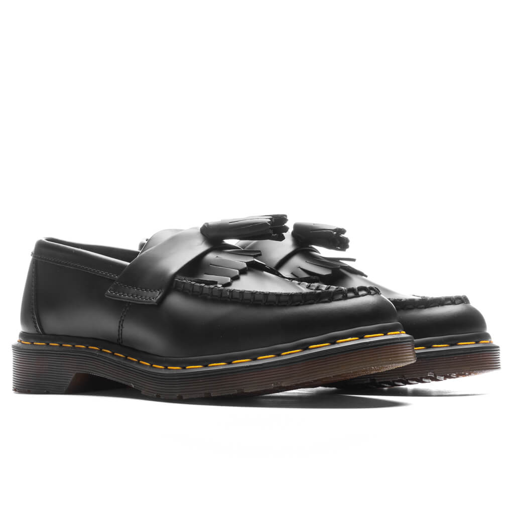 Adrian Yellow Stitch Leather Tassel Loafers - Black Smooth – Feature
