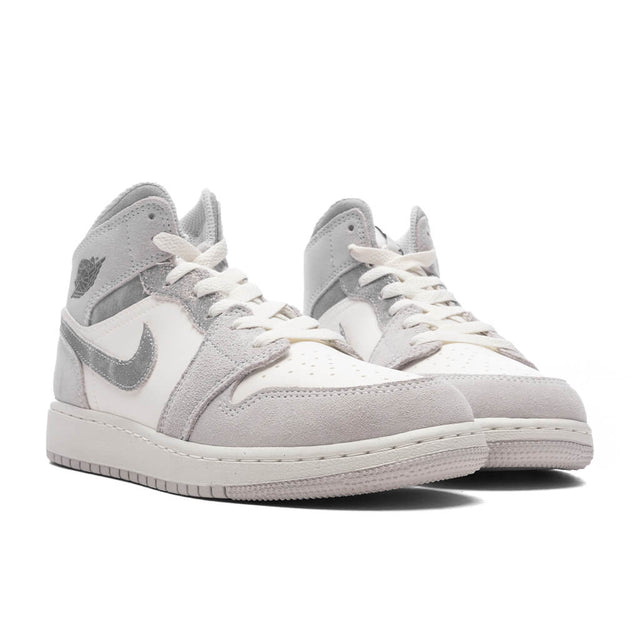 Air Jordan 1 Mid SE (GS) - Neutral Grey/Smoke Grey/Sail – Feature