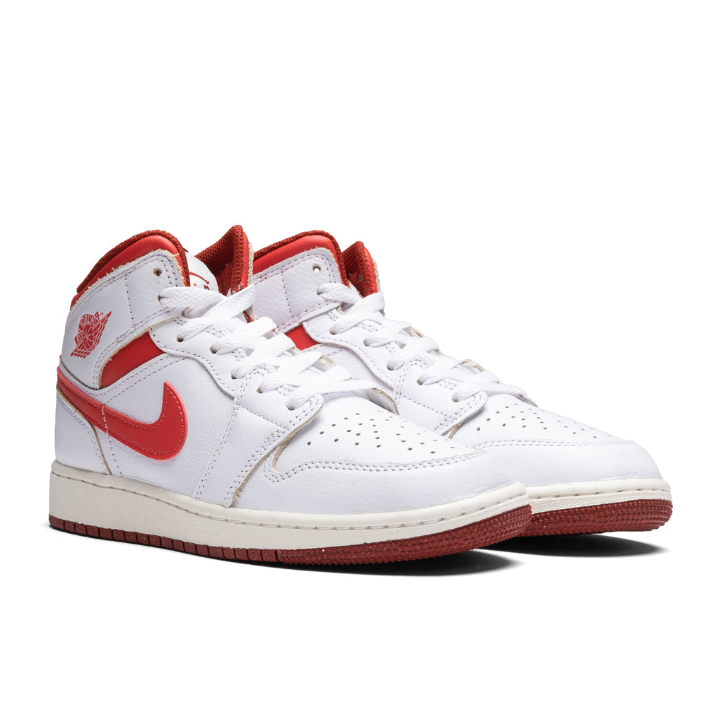 Air Jordan 1 Mid SE (GS) - White/Lobster/Dune Red – Feature