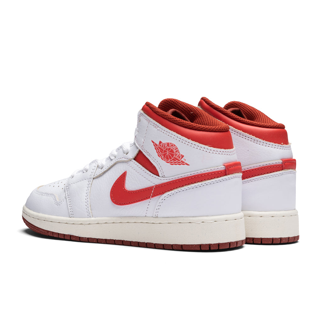 Air Jordan 1 Mid SE (GS) - White/Lobster/Dune Red – Feature
