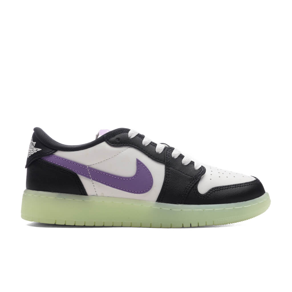 Air Jordan 1 Retro Low OG (GS) - Black/Black Raspberry/Volt Tint – Feature