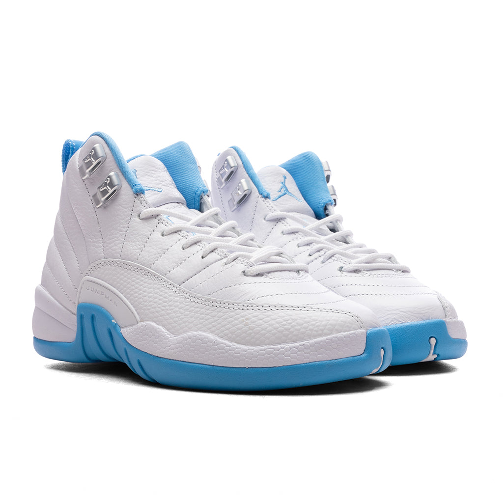 Air Jordan 12 Retro 'Melo' (GS) - White/University Blue/Metallic Silve ...