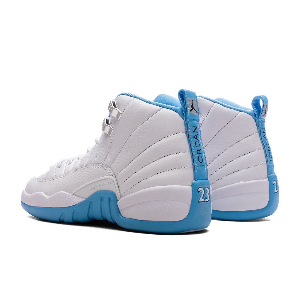 Air Jordan 12 Retro 'Melo' (GS) - White/University Blue/Metallic Silve ...