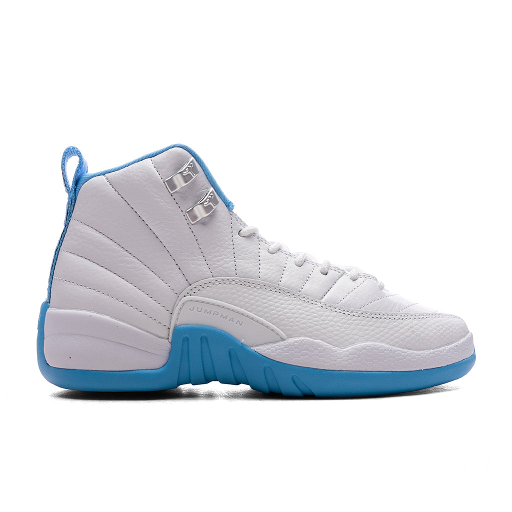 Air Jordan 12 Retro 'Melo' (GS) - White/University Blue/Metallic Silve ...