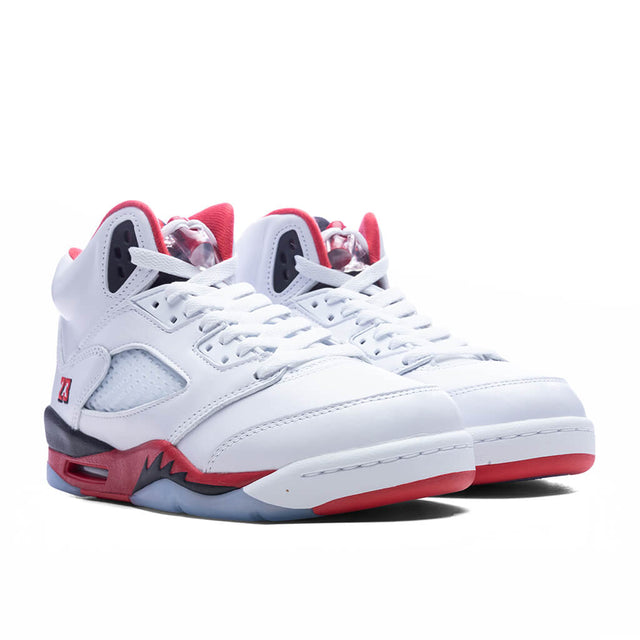 Air Jordan 5 Retro OG Fire Red 'Black Tongue' (GS) - White/Fire Red/Bl ...