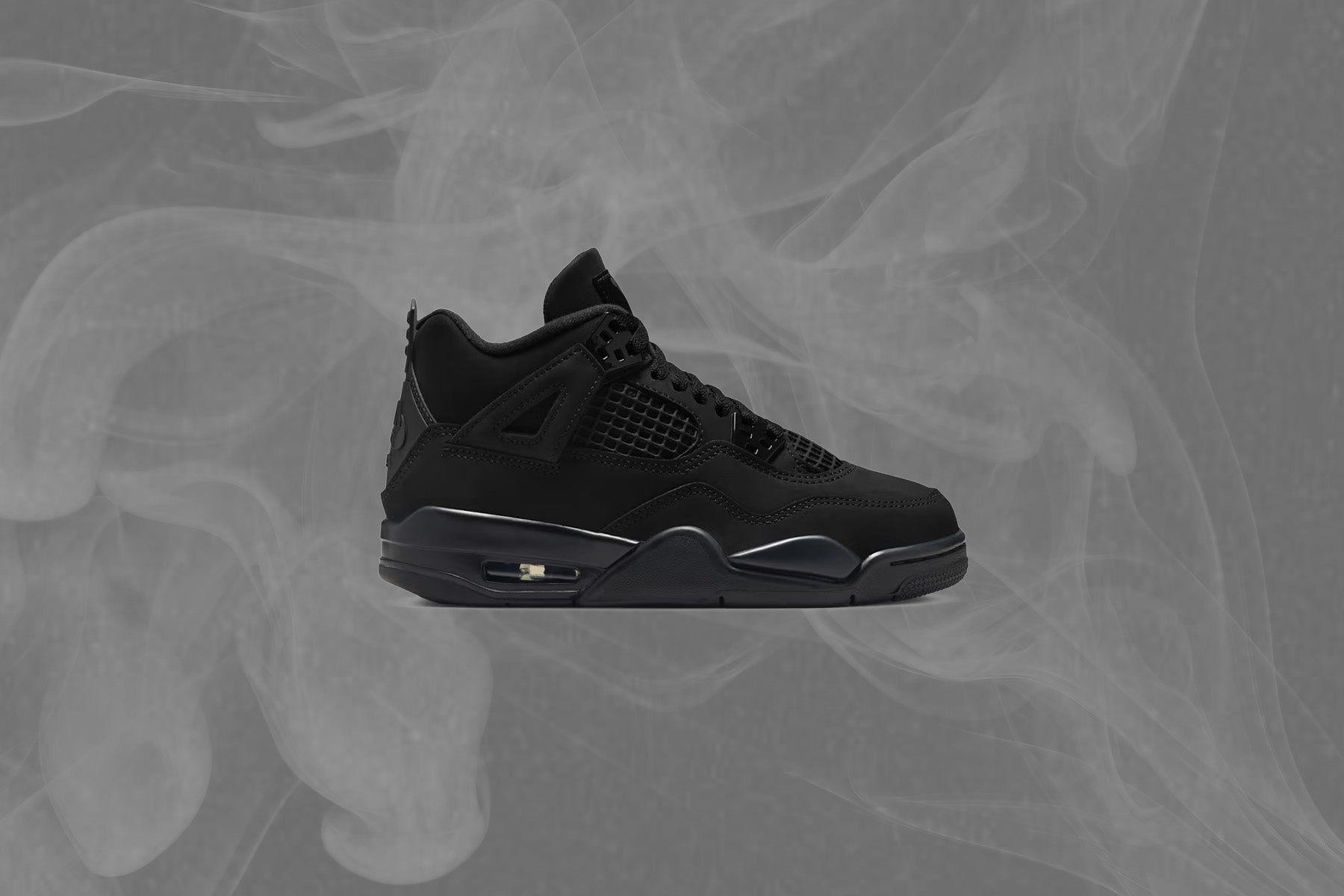 Air Jordan 4 Retro 'Black Cat' (GS) - Black/Light Graphite – Feature