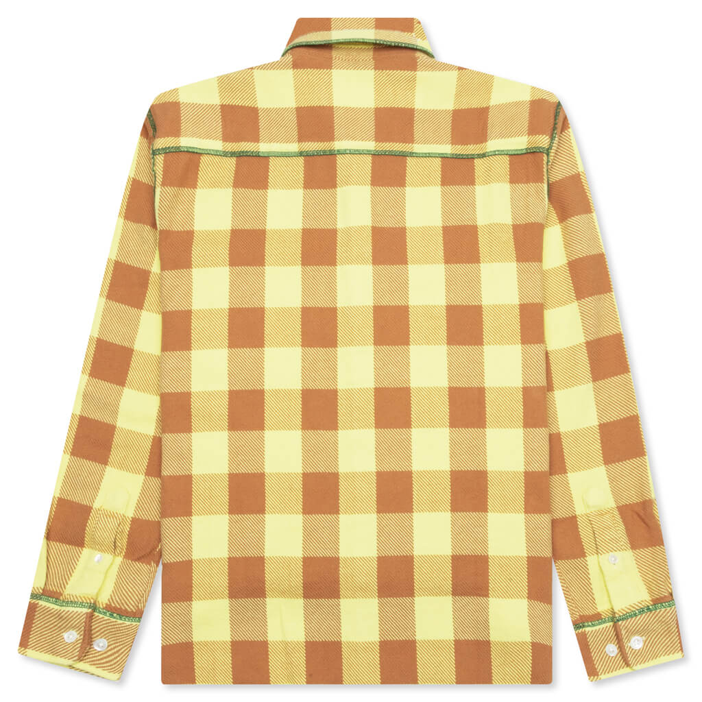 Contrast Stitch Flannel - Yellow/Brown – Feature