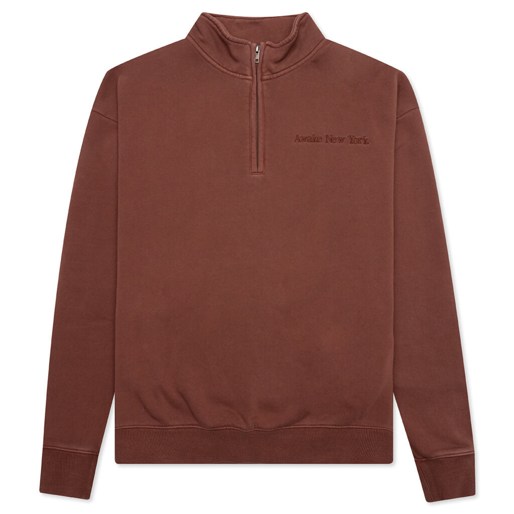 Embroidered Logo Quarter Zip Sweatshirt - Mauve – Feature