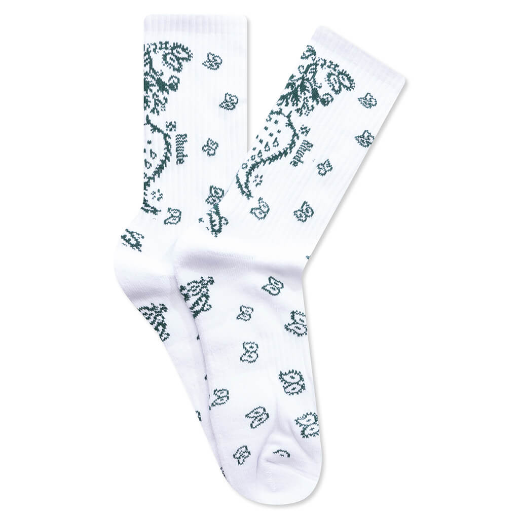 Bandana Sock - White/Green – Feature