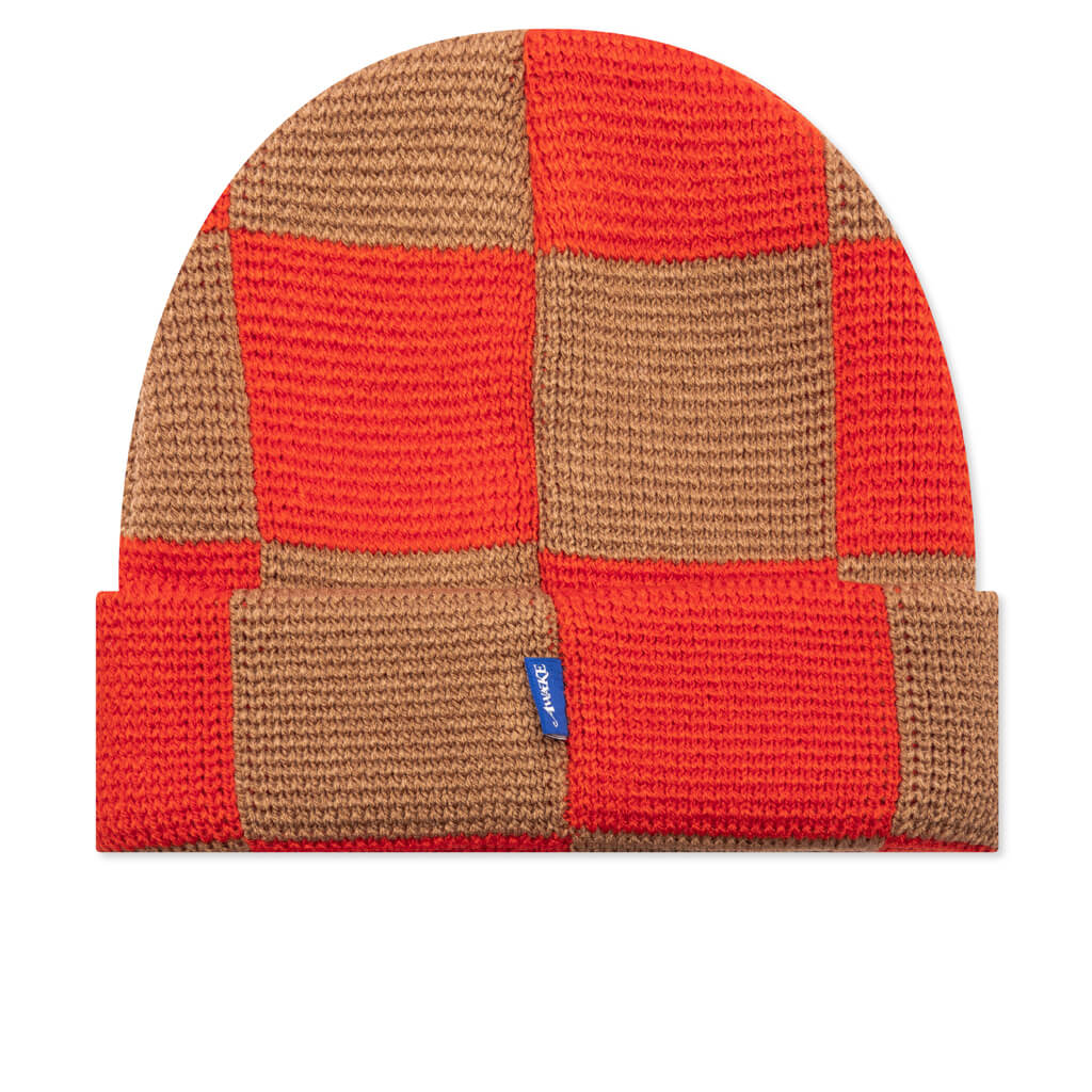 Checkerboard Beanie - Beige Multi – Feature