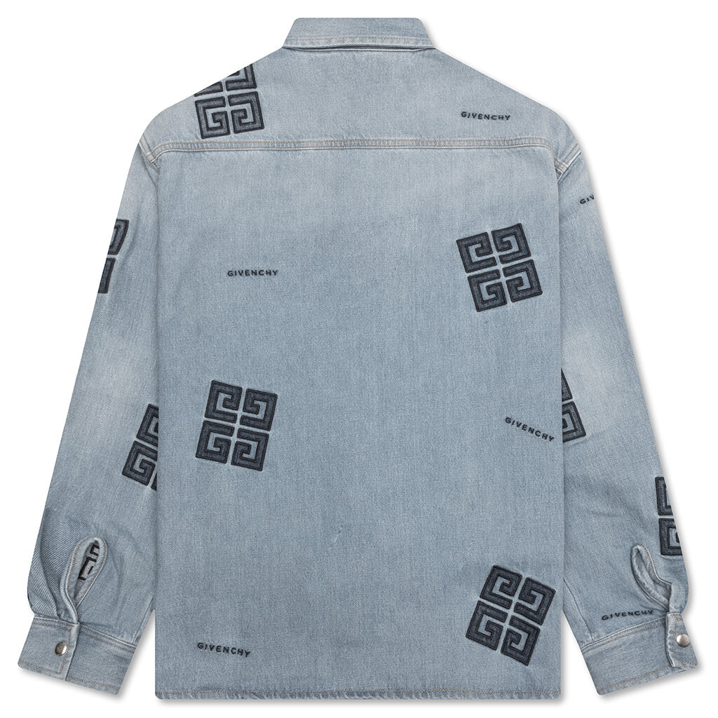 Classic Fit Overshirt w/ All Over 4G EMB - Light Blue – Feature