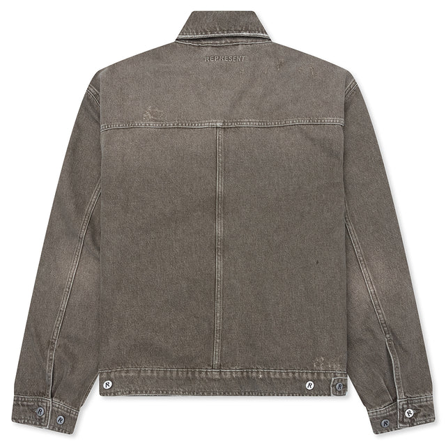 Collared Denim Jacket - Washed Olive – Feature