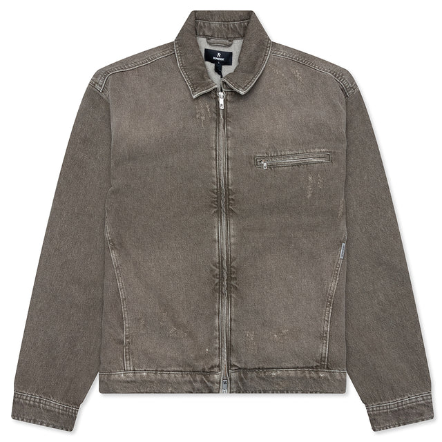 Collared Denim Jacket - Washed Olive – Feature
