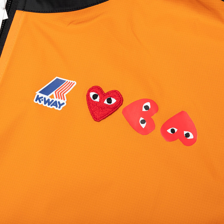 Comme des Garcons Play x K-Way Logos Full Zip Jacket - Orange/Black ...
