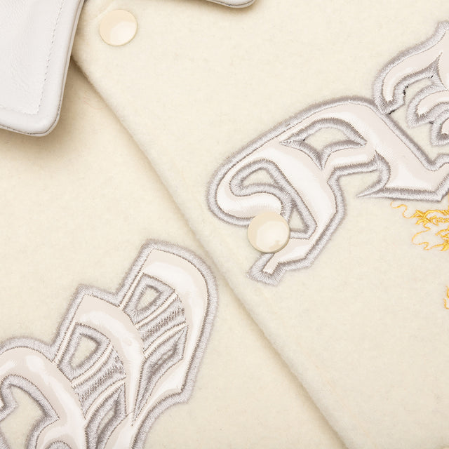Dragon Embroidered Varsity Jacket - Off White – Feature