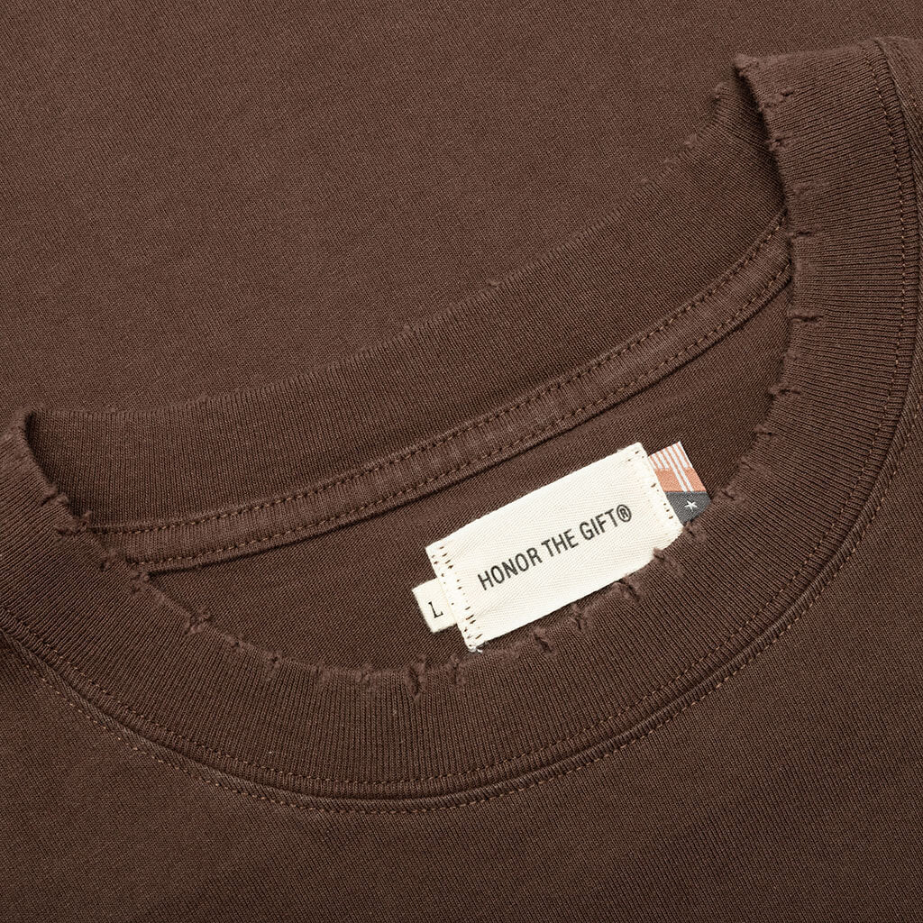 Embroidered Pocket Tee - Brown – Feature