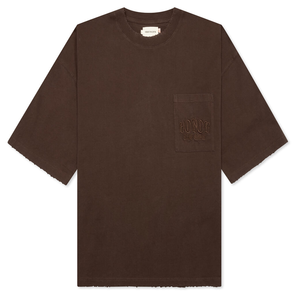 Embroidered Pocket Tee - Brown – Feature