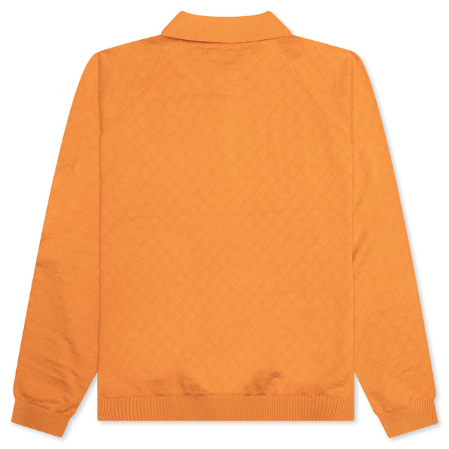 Hogan Pointelle Raglan Sleeve Sweater Polo - Jasper Orange – Feature