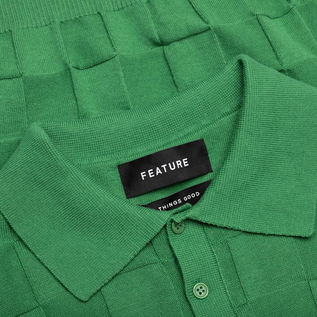 Palmer Checked L/S Sweater Polo - Augusta Green – Feature