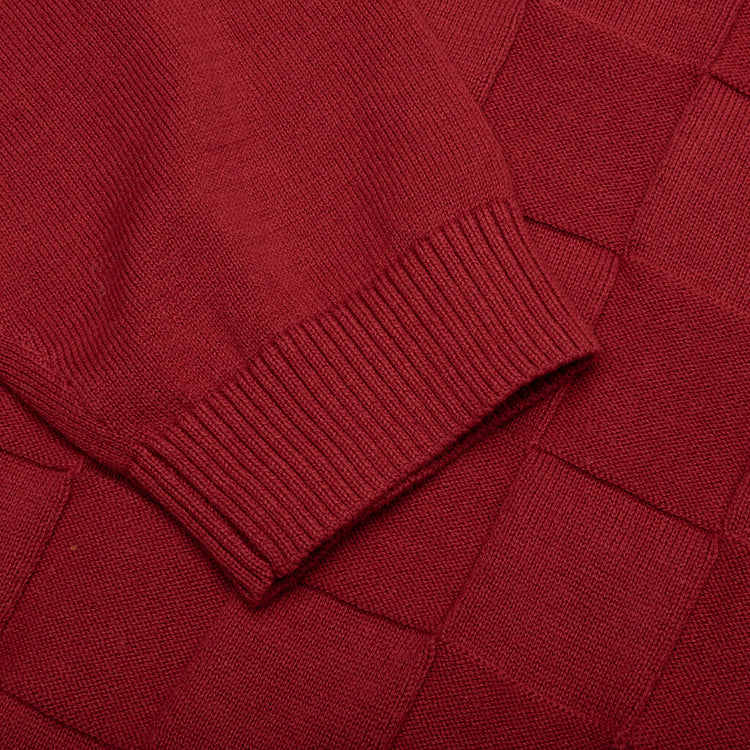 Palmer Checked L/S Sweater Polo - Sunday Red – Feature