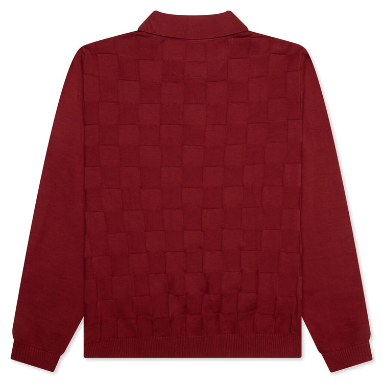 Palmer Checked L/S Sweater Polo - Sunday Red – Feature