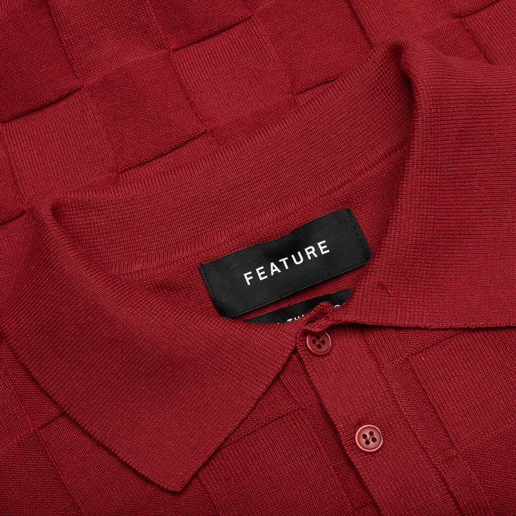 Palmer Checked L/S Sweater Polo - Sunday Red – Feature