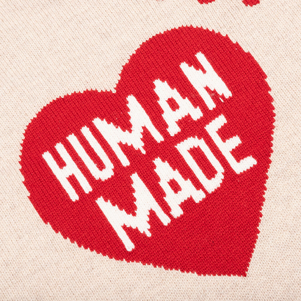 Heart Knit Sweater - Beige – Feature