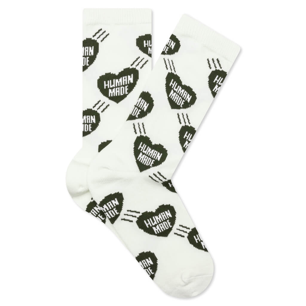 Heart Pattern Socks - Olive Drab – Feature