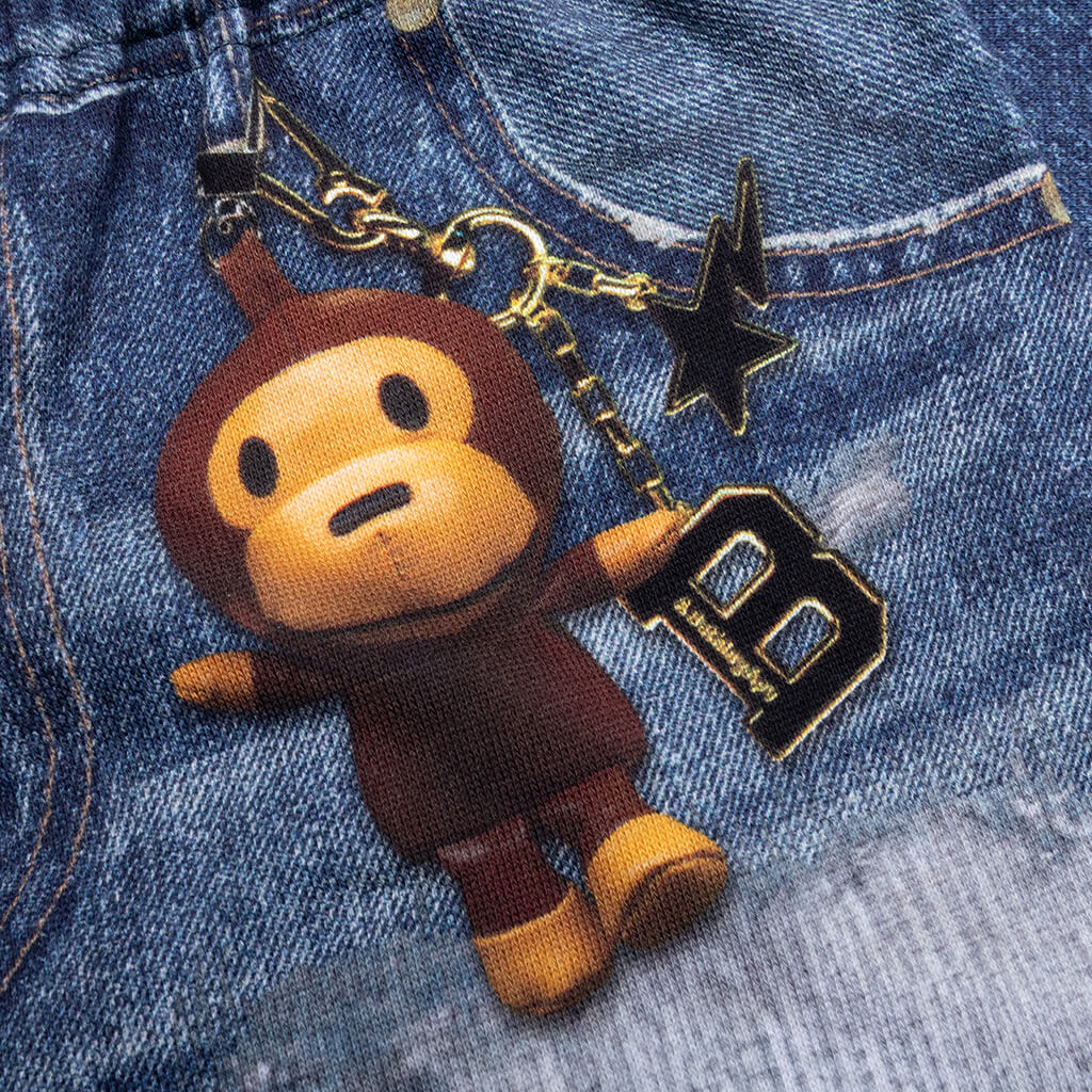 Kid's Bape Denim Print Sweat Shorts - Navy – Feature