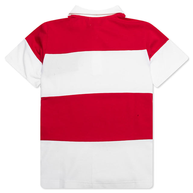 Kid's College Panel Stripe Polo Shirt - Red – Feature