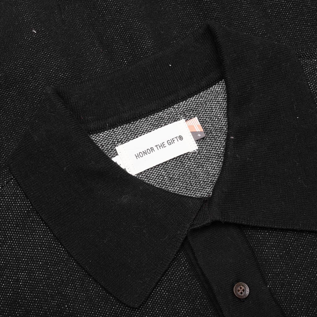 Knit H Pattern Polo - Black – Feature