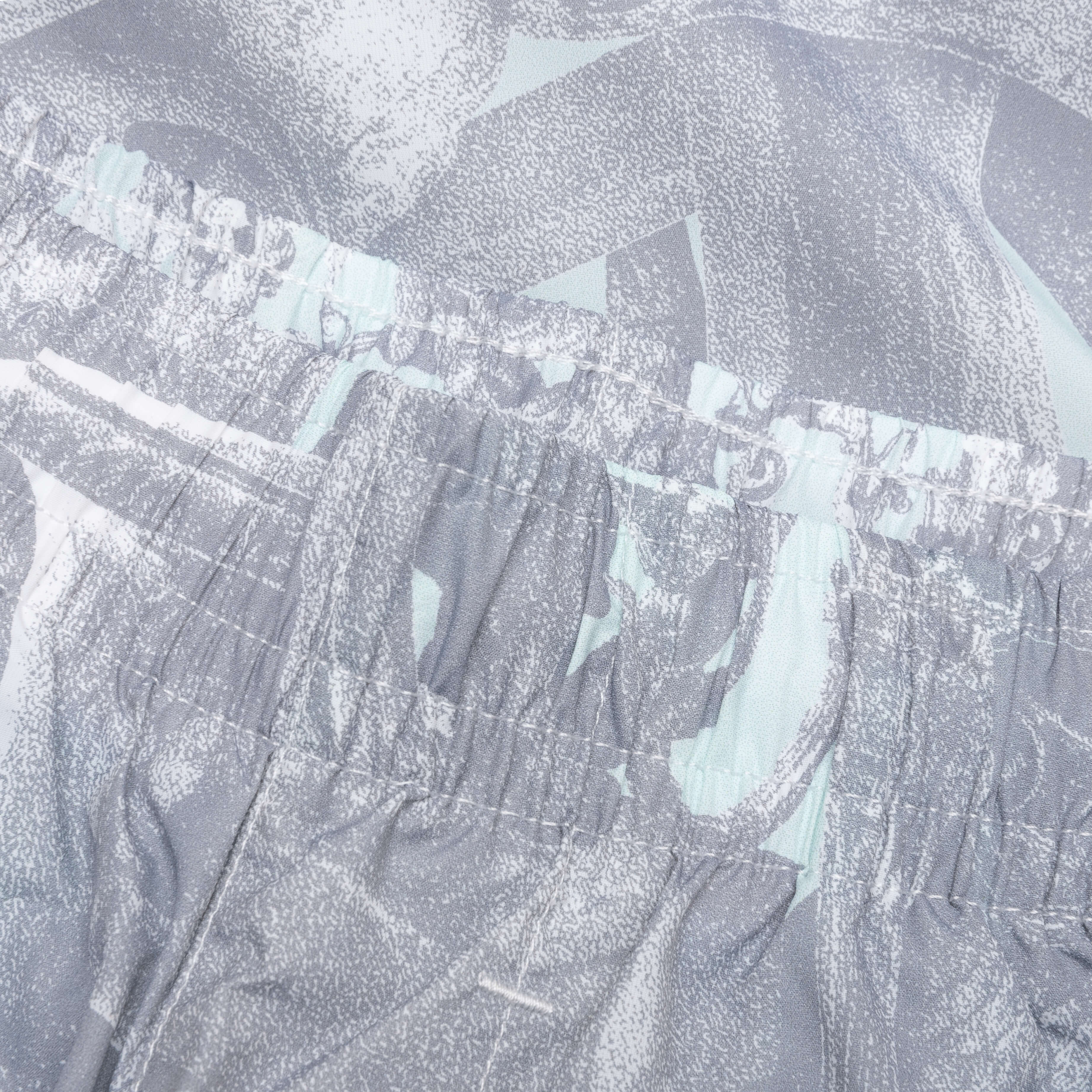 Linen Bermuda Swim Shorts with Hubert Objects Print - Prussian Blue/Gr ...