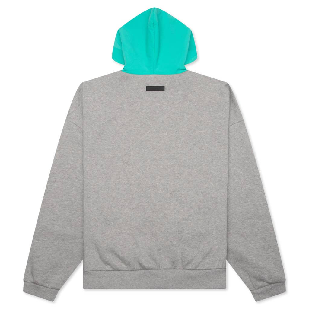 Nylon Fleece Hoodie - Dark Heather Oatmeal/Mint Leaf – Feature