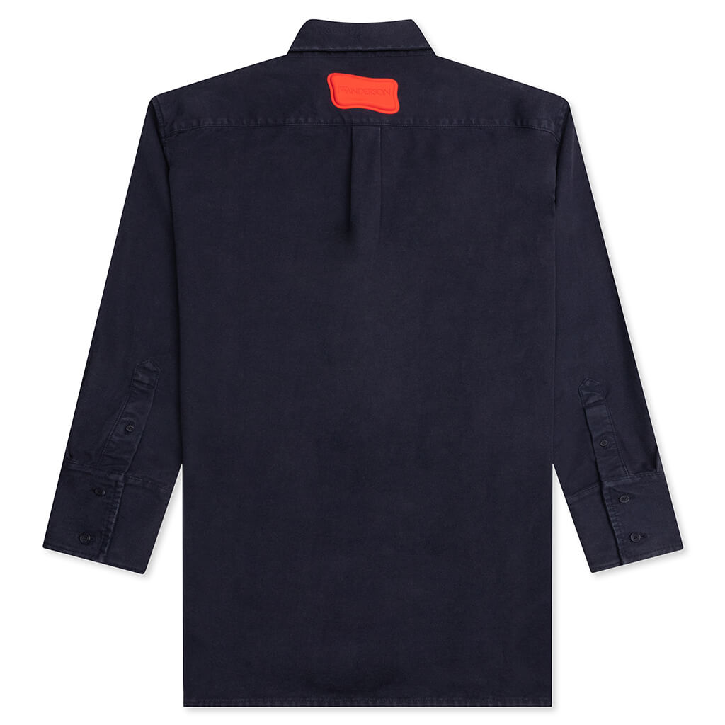 Chest Pocket Oversized Contrast Shirt - Navy – Feature