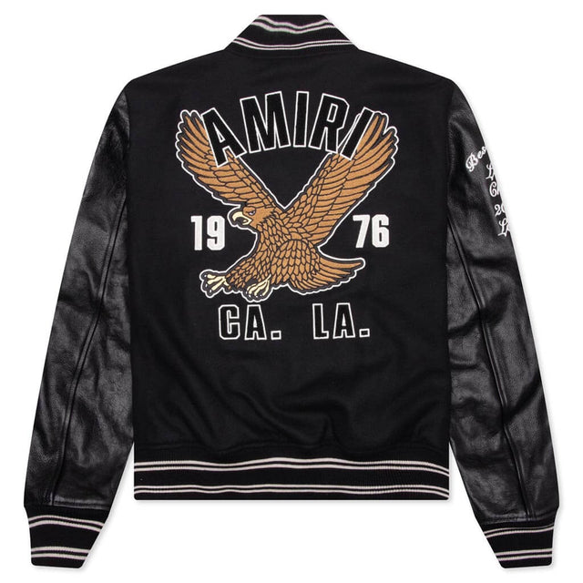 Oversized Eagle Varsity Jacket - Black – Feature