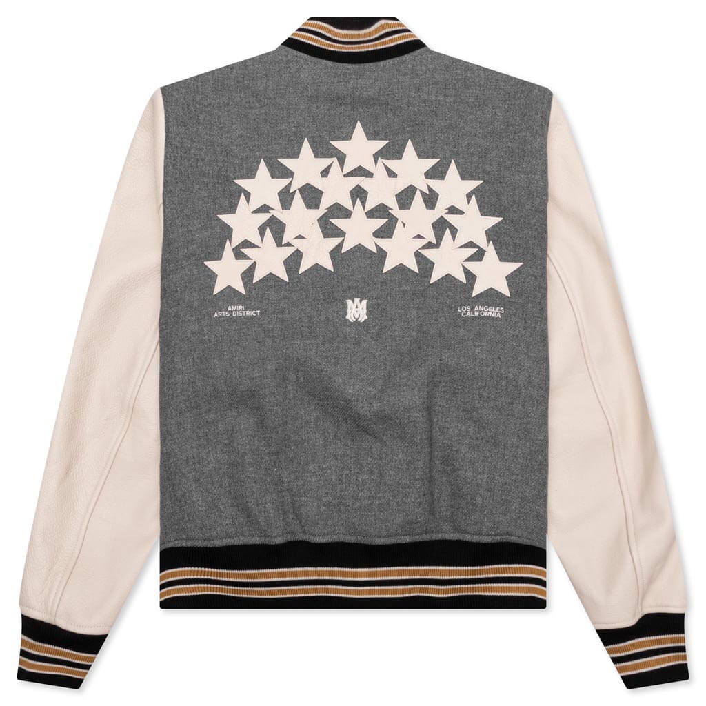 Oversized Stars Varsity Jacket - Grey – Feature