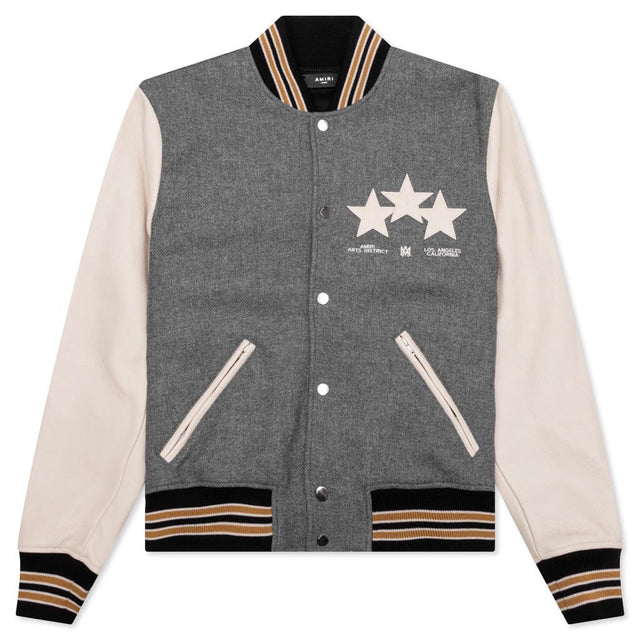 Oversized Stars Varsity Jacket - Grey – Feature