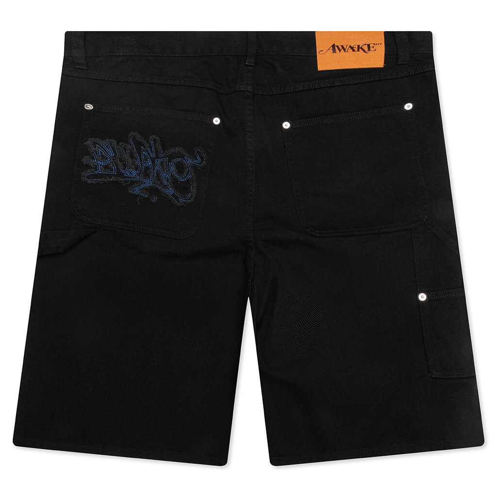Frayed Script Painter Shorts - Black – Feature