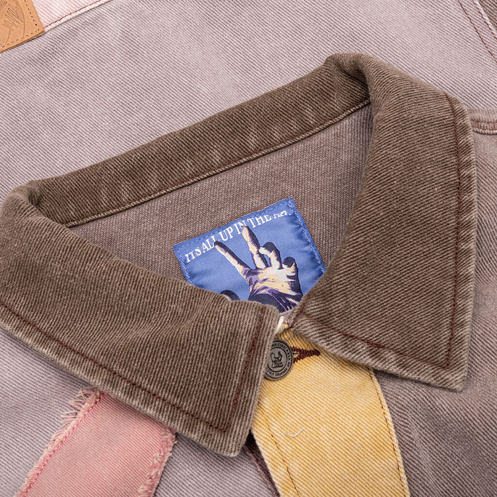 Patchwork Face Colorblocked Twill Jacket - Brown/Multi – Feature