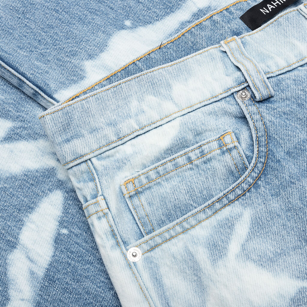 Patterned Bleach Baggy Jeans - Light Wash – Feature