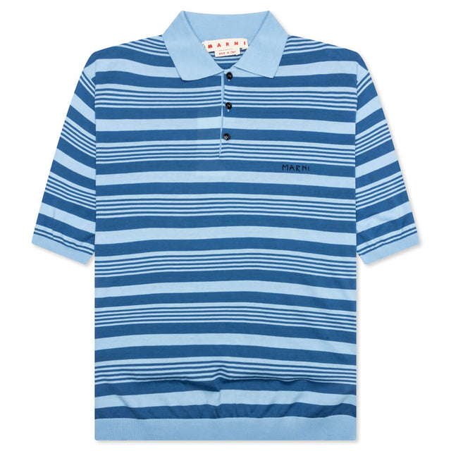 Mixed Striped Polo Shirt - Azure – Feature